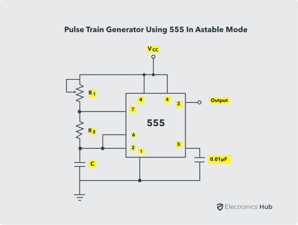 Astable Multivibrator using 555 Timer | Circuit, Duty Cycle ...